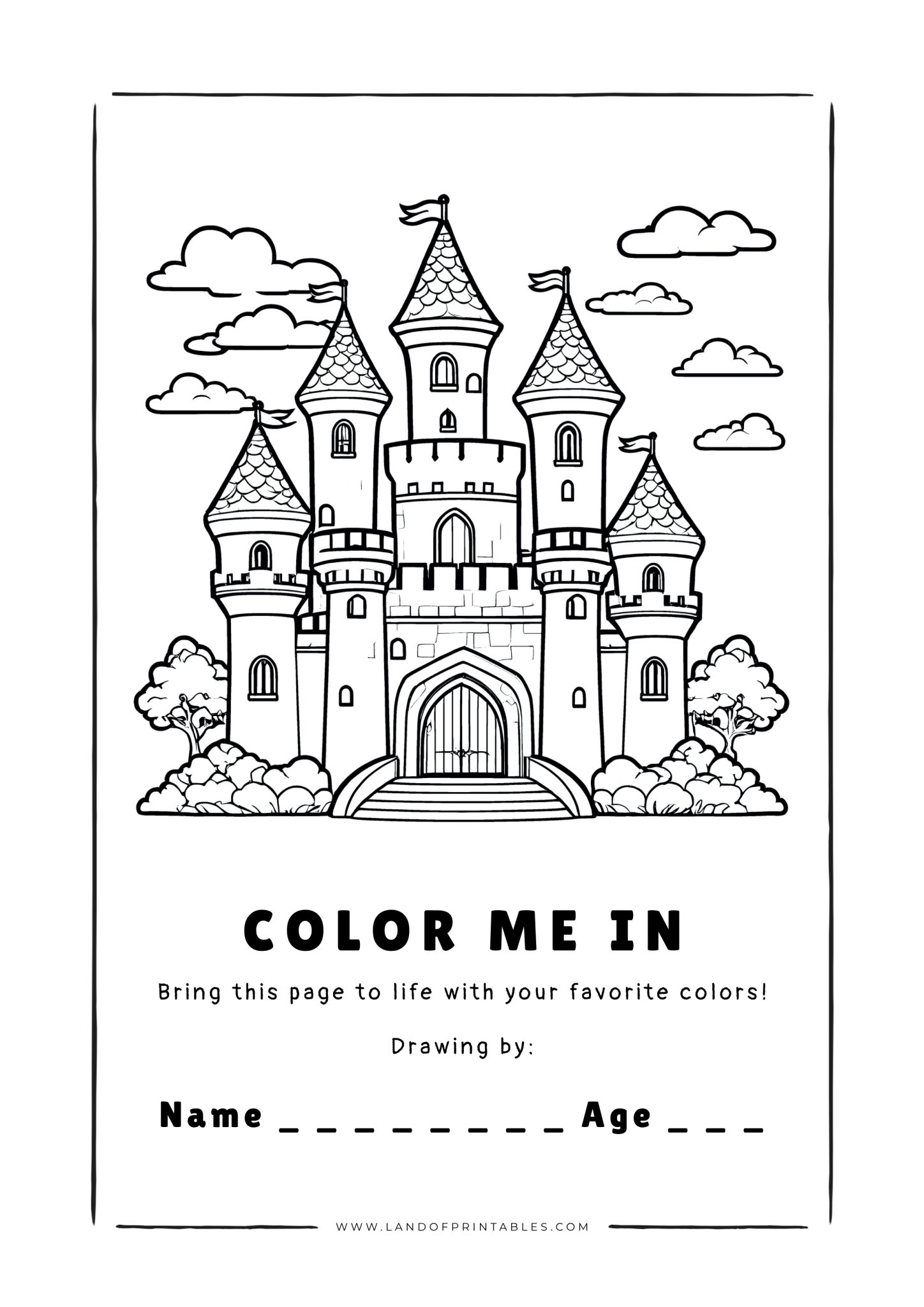 Download Your Free Castle Coloring Page - Land of Printables